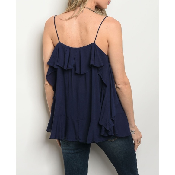 Mustard Seed | Tops | Navy Ruffle Top Mustard Seed | Poshmark